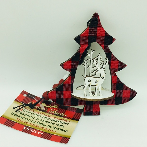 Boutique | Holiday | 3d Laser Cut Buffalo Plaid Black Red Beaded ...